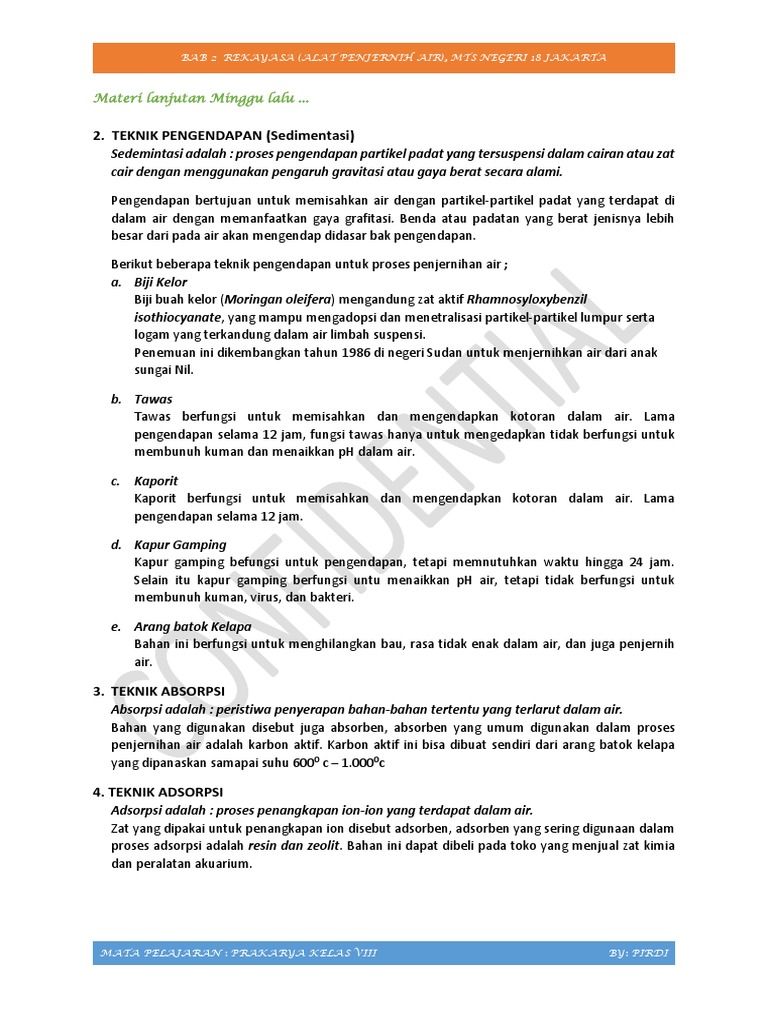Bab 2 Rekayasa (Alat Penjernih Air) P2 | PDF | Sains & Matematika