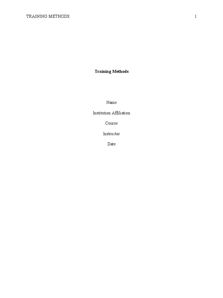 Training Methods | PDF | Learning | Cognitive Science