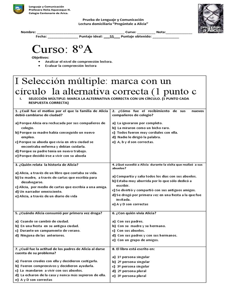 Preguntale A Alicia - Prueba | PDF