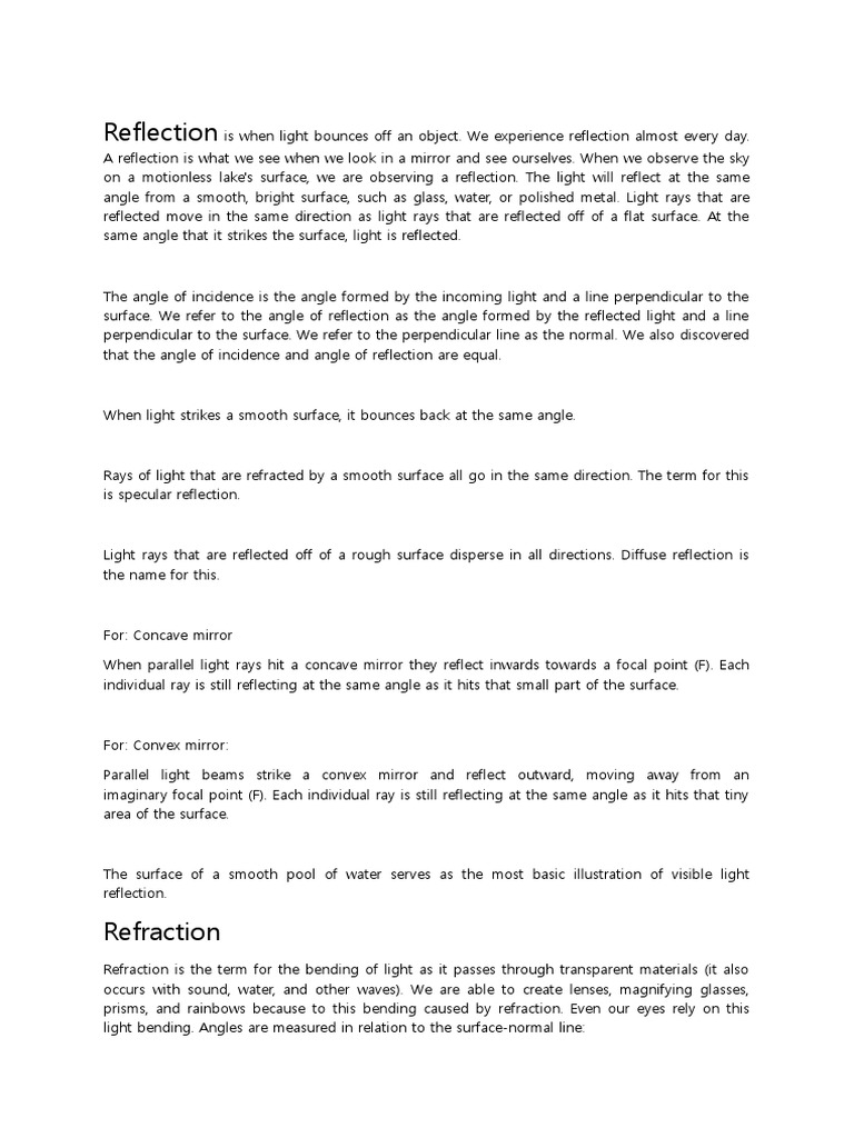 Basics of Light Reflection & Refraction | PDF | Refraction | Reflection (Physics)