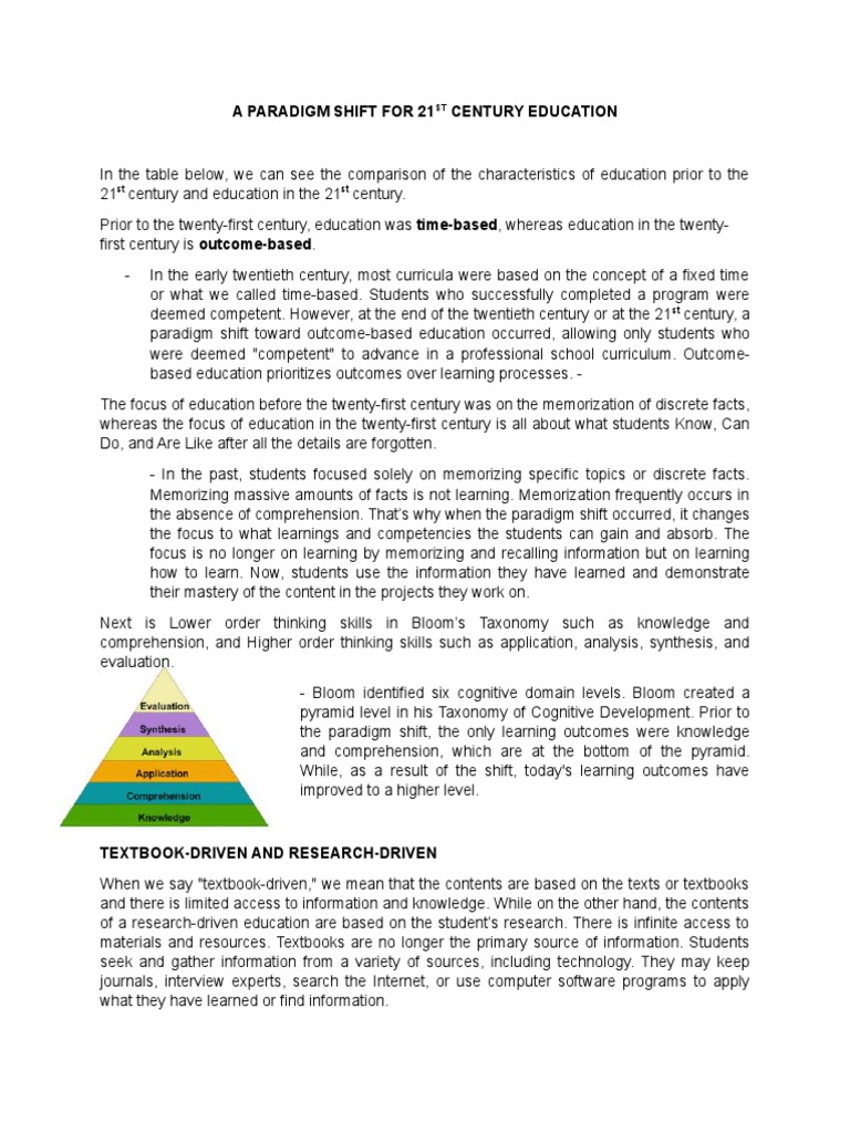 21st Century Education Paradigm Shift | PDF | Learning | Teachers
