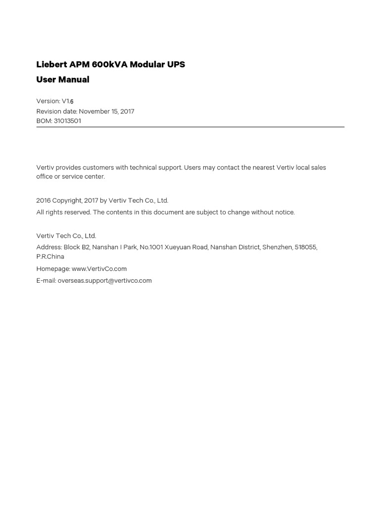 Liebert APM 600kVA UPS-Manual - V1.6 | PDF | Power Inverter | Rectifier