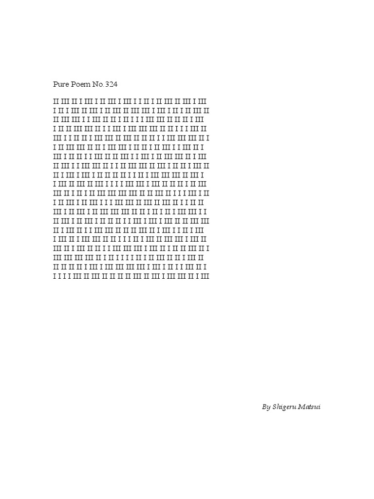 Shigeru Matsui's Pure Poem 324 - Iterations | PDF