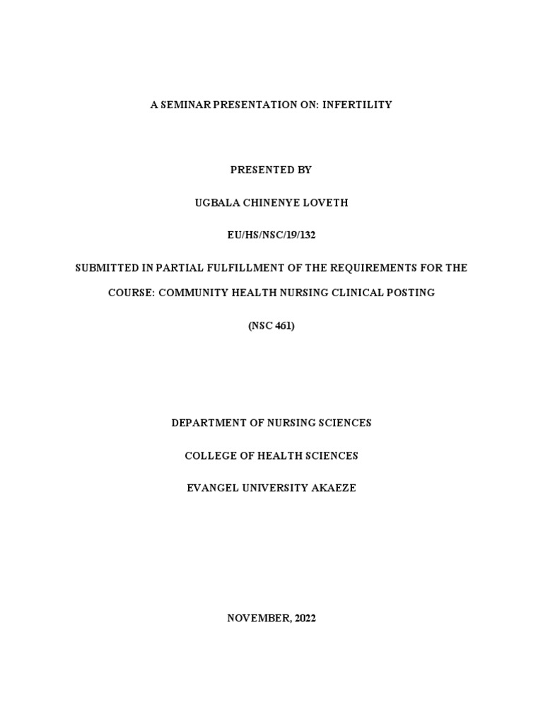 Infertility Work | PDF | Infertility | Assisted Reproductive Technology