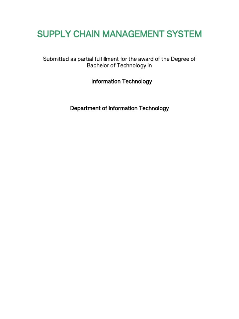 Supply Chain Management System Project Report | PDF | Java Virtual ...