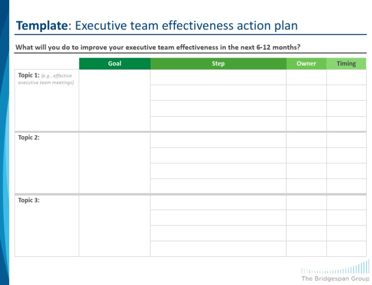 Action Plan - Effective Executive Team Effectiveness - Template PDF ...