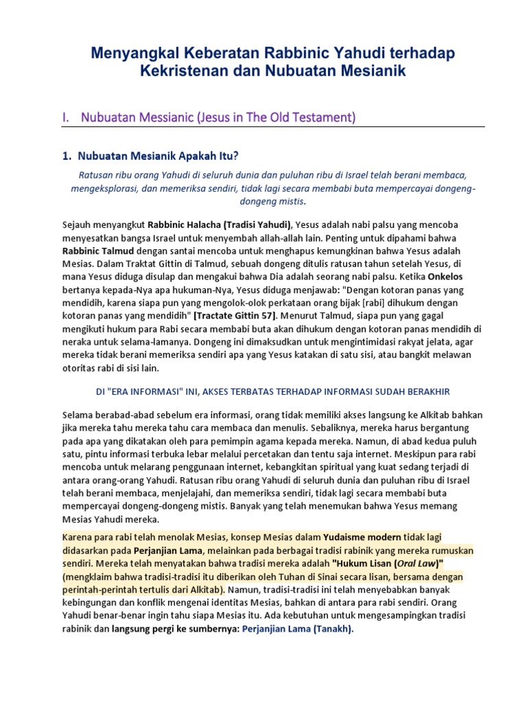 Refuting Jewish Rabbinic Objections To Christianity and Messianic ...