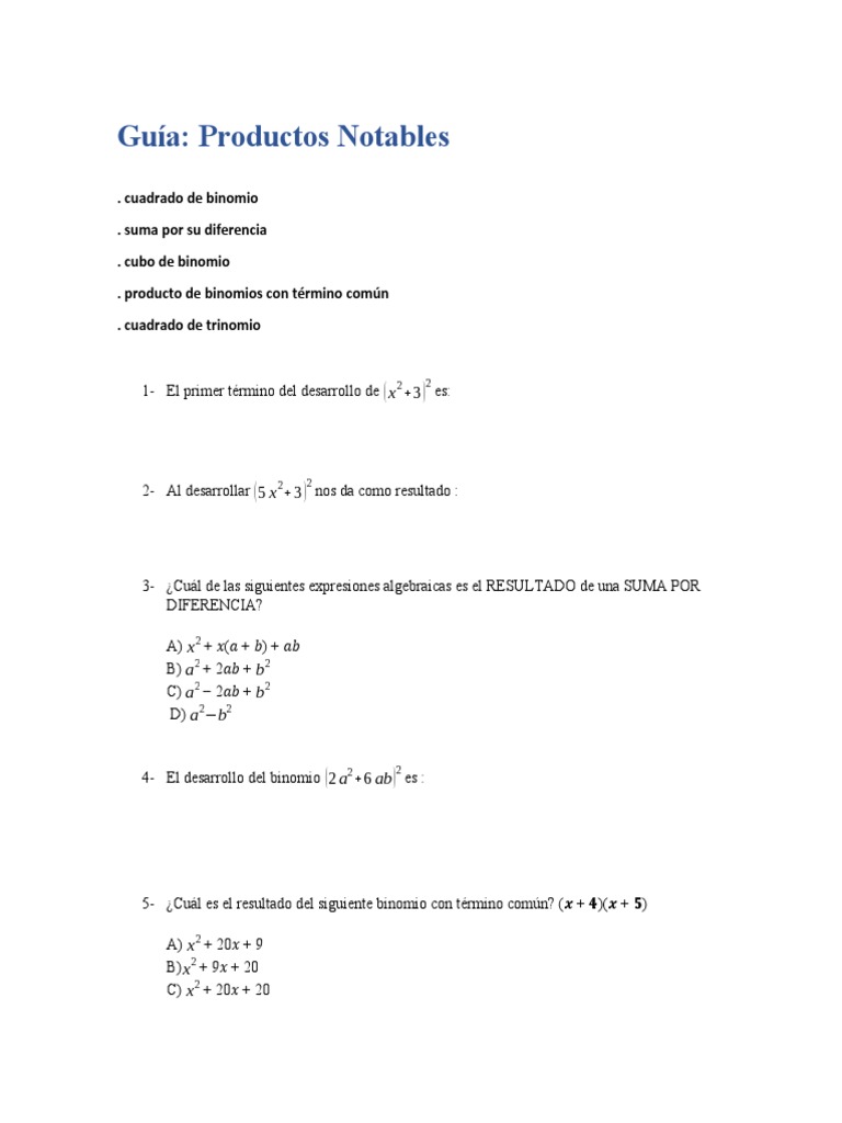 Guía de Productos Notables 1° Medio | PDF | Ciencia computacional ...