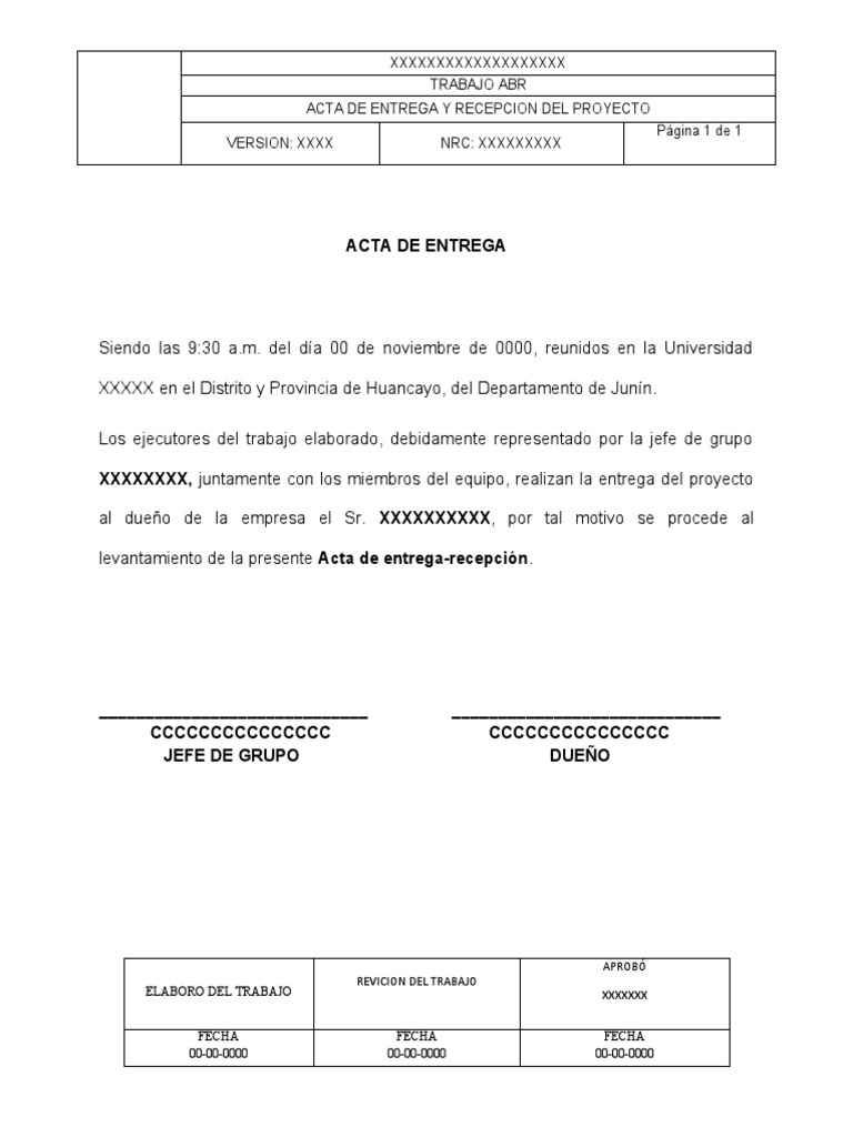 Acta de Entrega | PDF