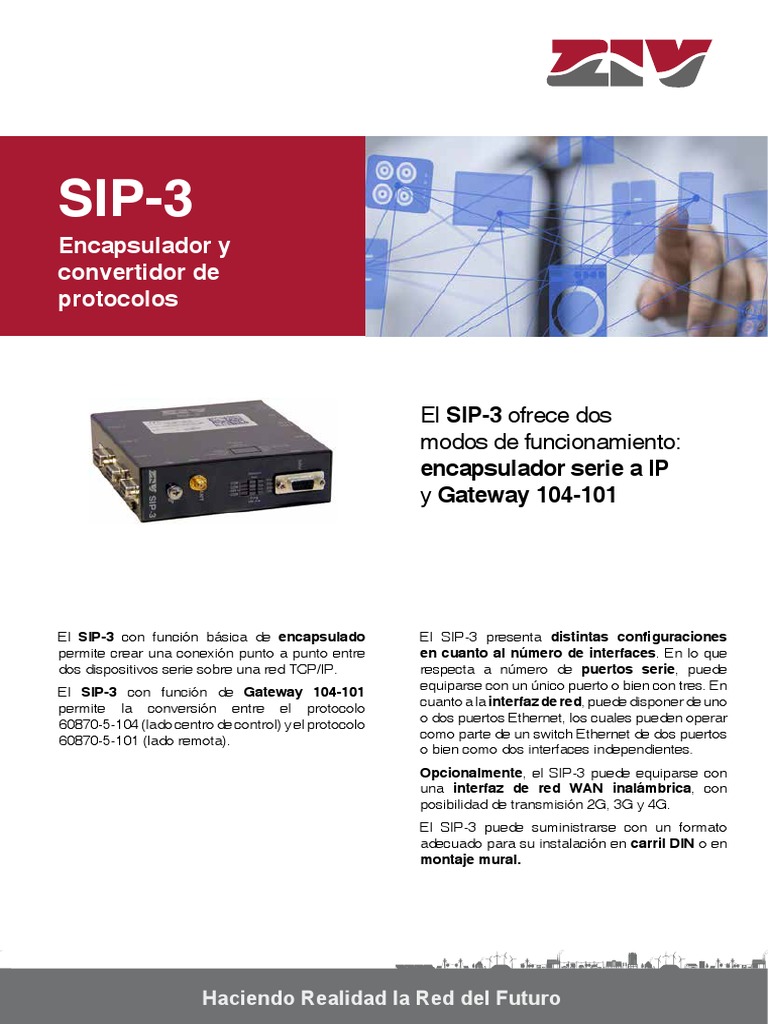 Datasheet ZIV SIP-3 Serial To IP | PDF | 3 G | Controlador de interfaz ...