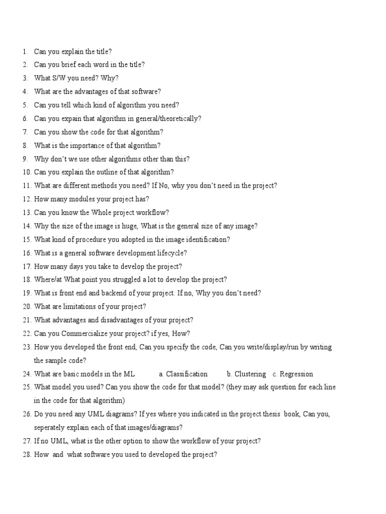 Project Questions | PDF | Algorithms | Information Technology Management
