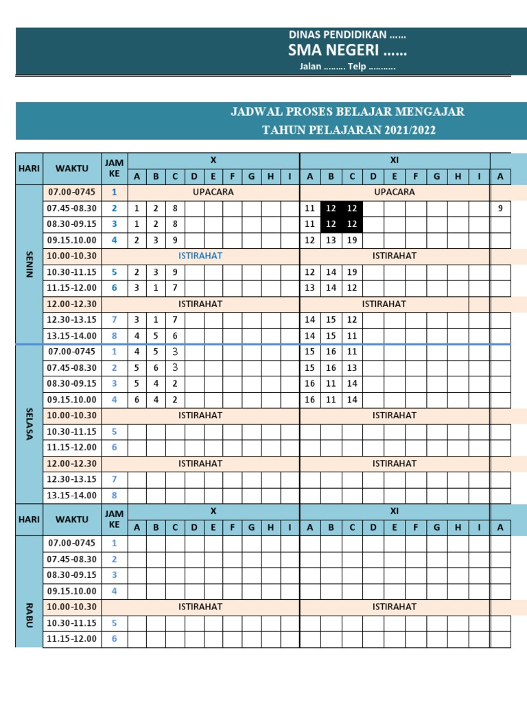 Aplikasi Jadwal Pelajaran Untuk SMA-MA-SMK Kurikulum 2013 | PDF