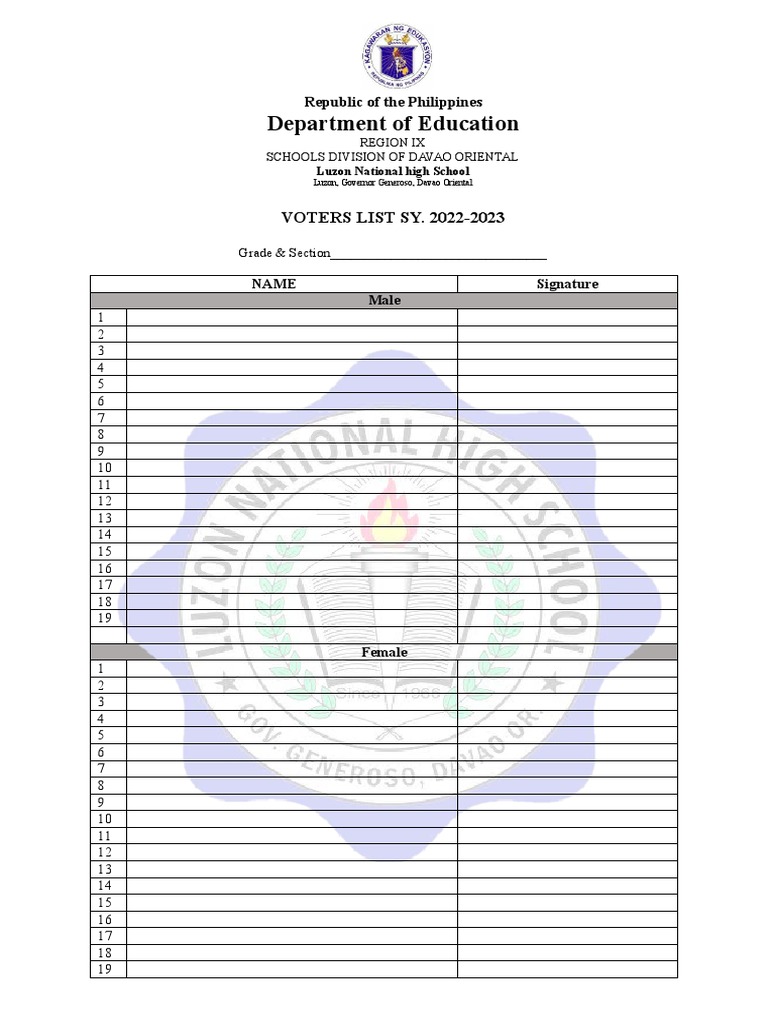 Voters List Template | PDF