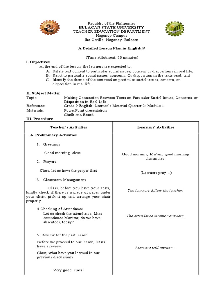 Detailed Lesson Plan - Q2M1 | PDF | Thought | Learning