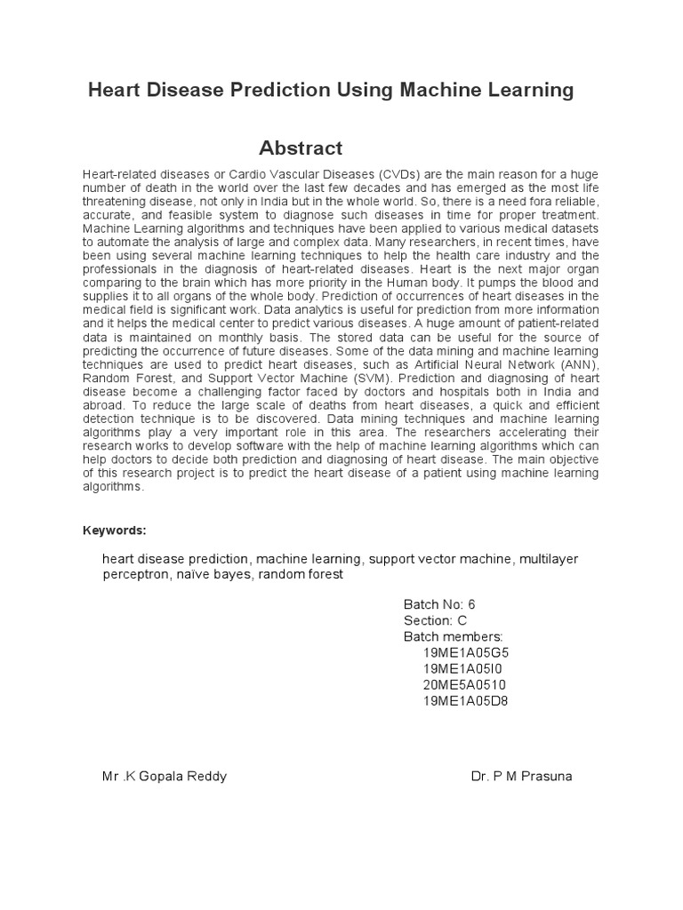 ABSTRACT (Heart Disease Prediction Using Machine Learning) - 2 | PDF ...