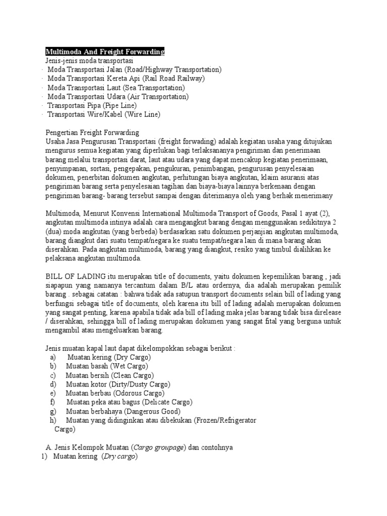 Multimoda and Freight Forwarding | PDF