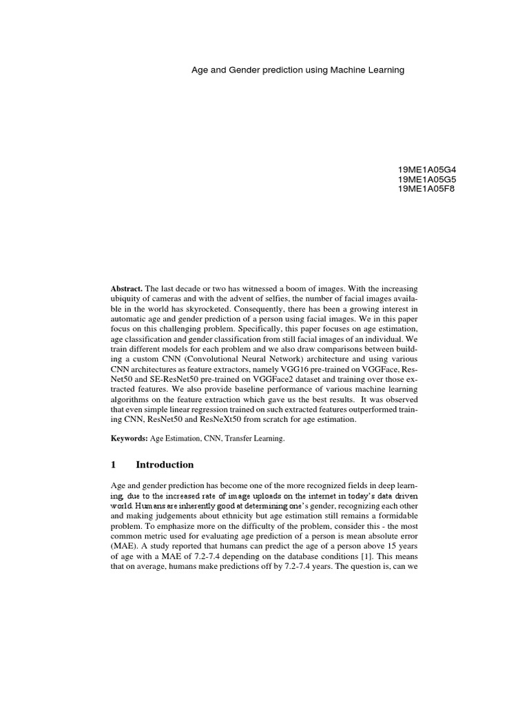 AgeandGenderPrediction Batch 27 | PDF | Computer Science | Learning