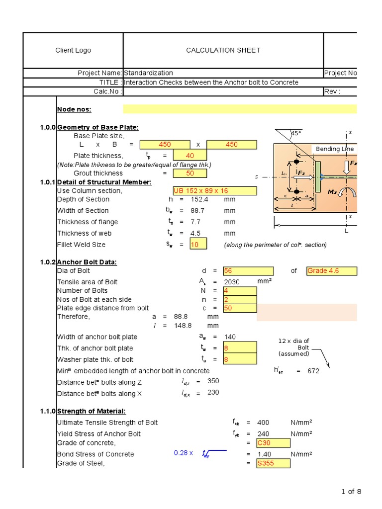 Design of Anchor Bolt Rev A | PDF | Screw | Building Materials