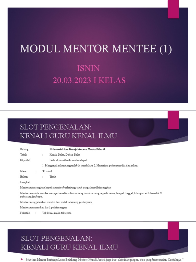 Modul Aktiviti Mentor Mentee | PDF | Karier & Perkembangan