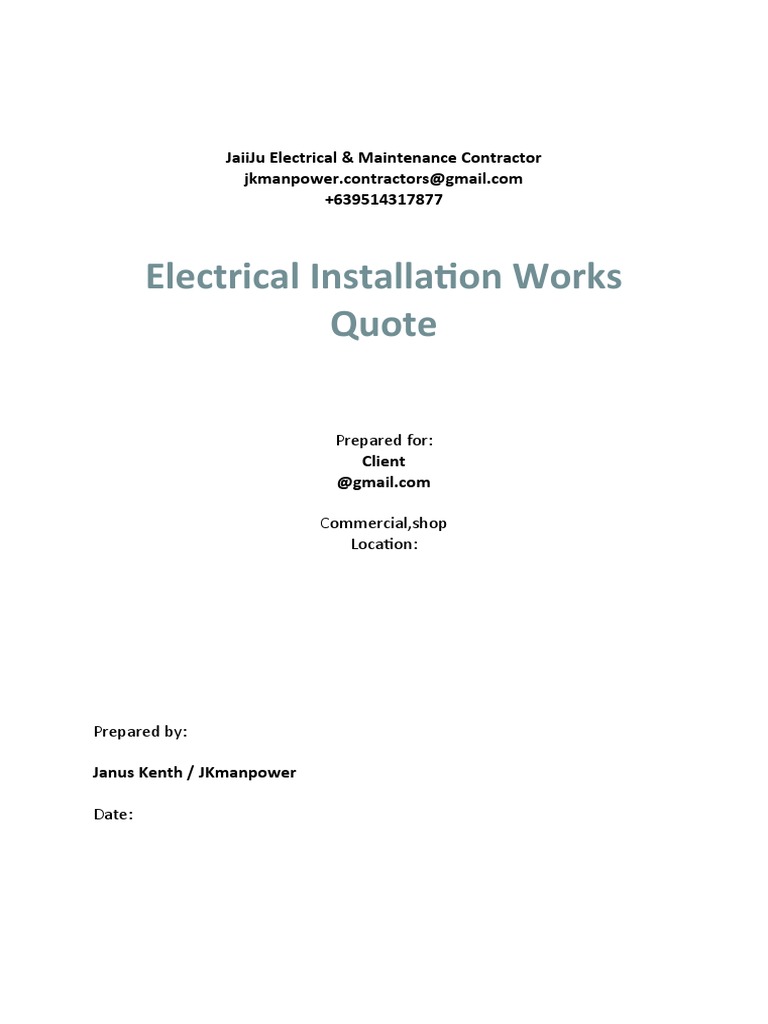 Electrical Work Quotation Sample | PDF