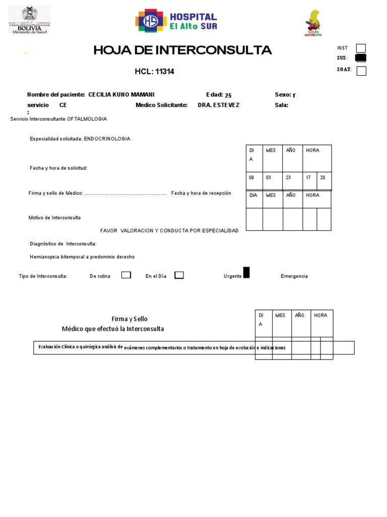 Hoja Interconsulta | PDF