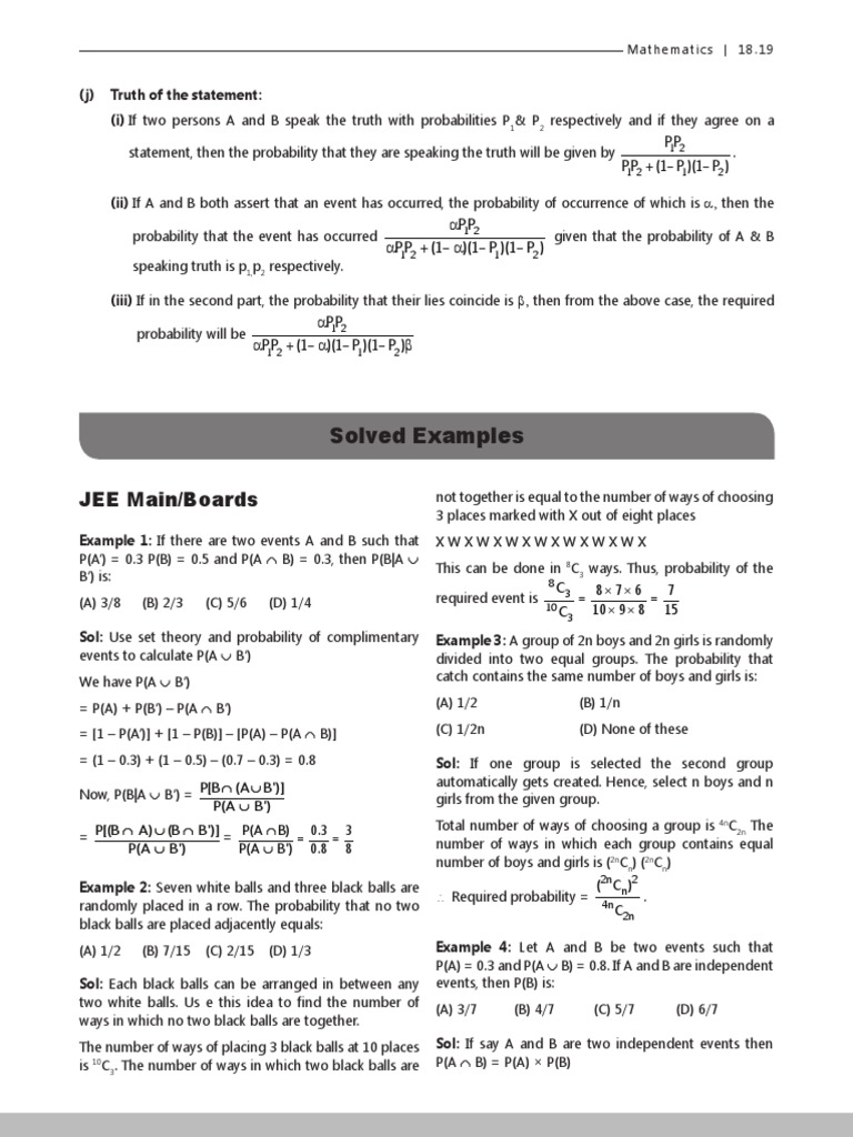 Probability Concepts for JEE Prep | PDF | Odds | Mathematics