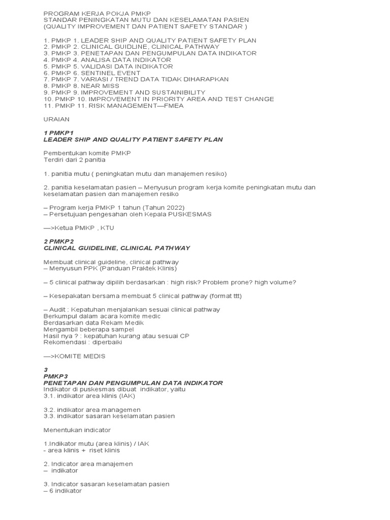 Program Kerja Pokja PMKP | PDF