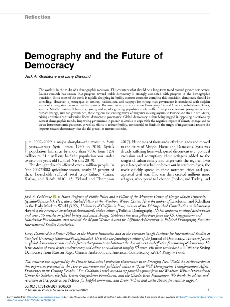 Demography and The Future of Democracy: Reflection | PDF | Cost Of ...
