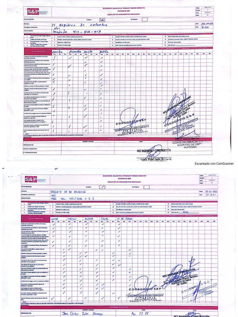 15 - 03 - 2023 CHECK LIST DE HERRAMIENTAS MANUALES | PDF