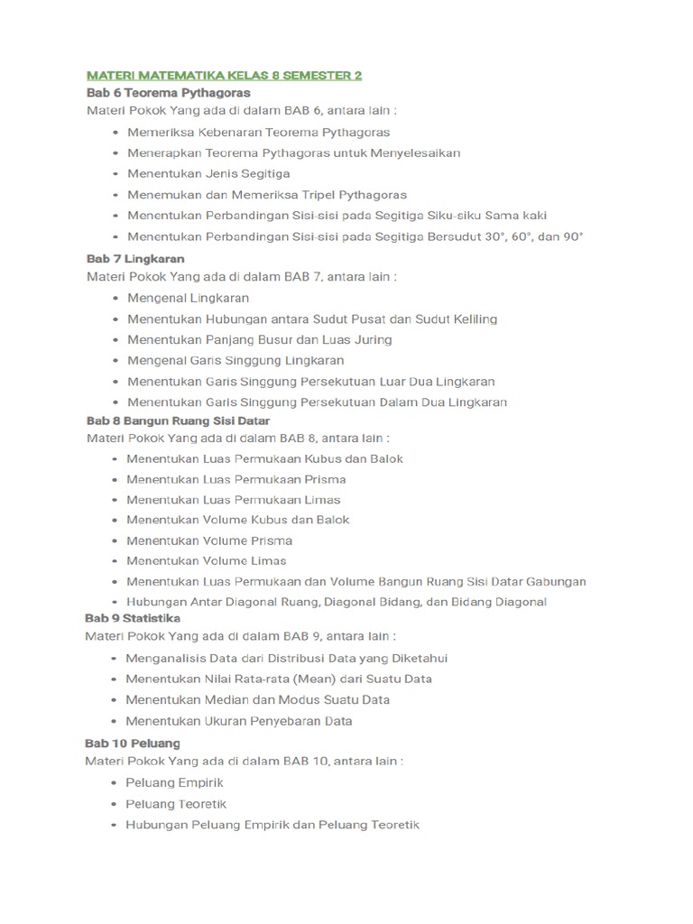 Materi MTK Kelas 8 SMT 2 | PDF