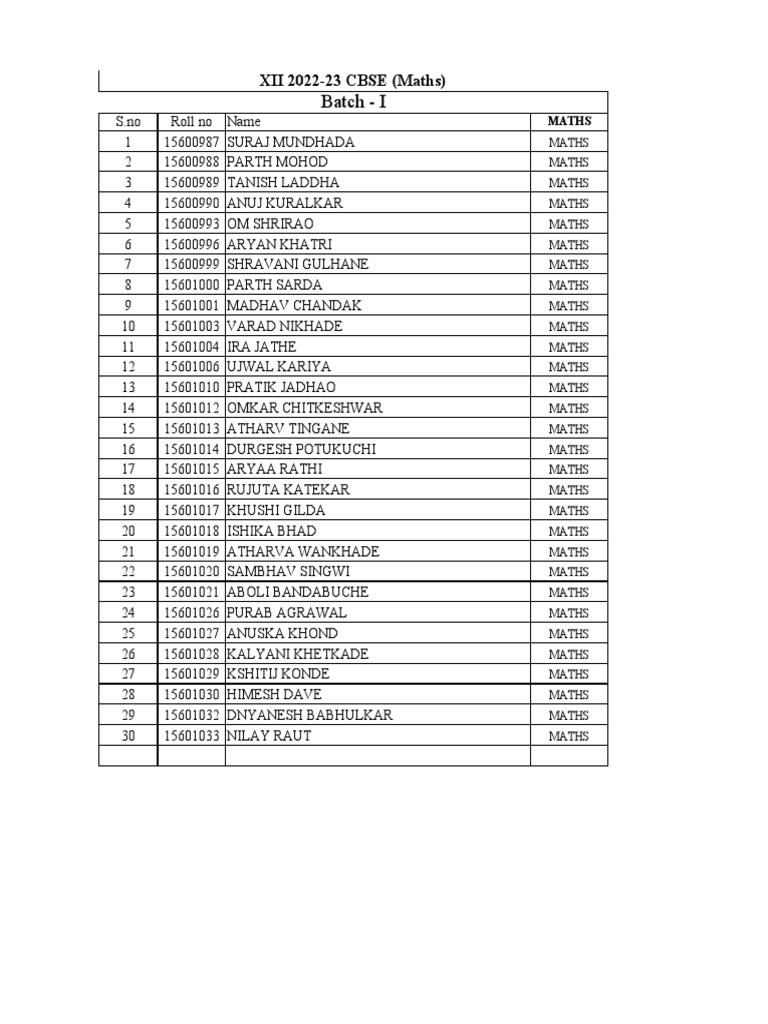 Maths Practical Batches | PDF