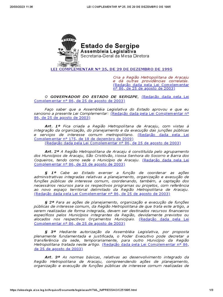 Lei Complementar #25, de 29 de Dezembro de 1995 | PDF | Planejamento | Águas residuais