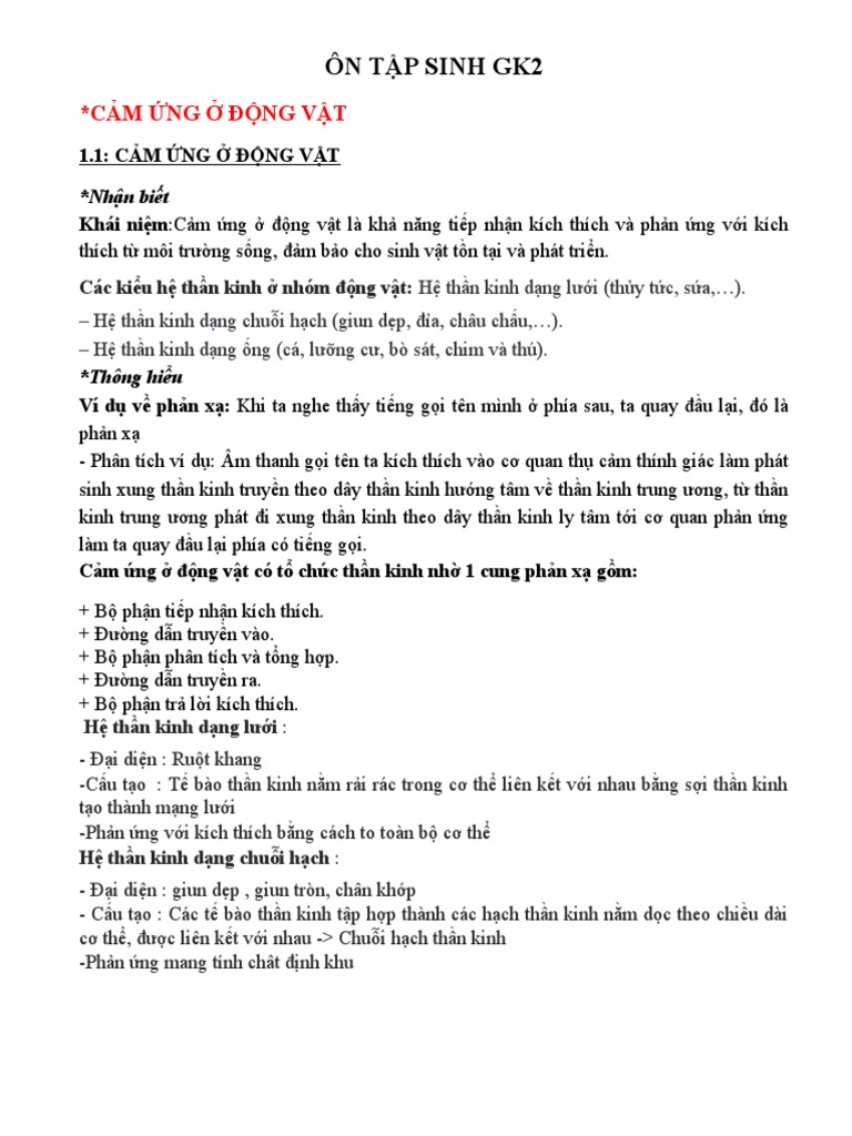 ÔN TẬP SINH GK2 (B4) | PDF