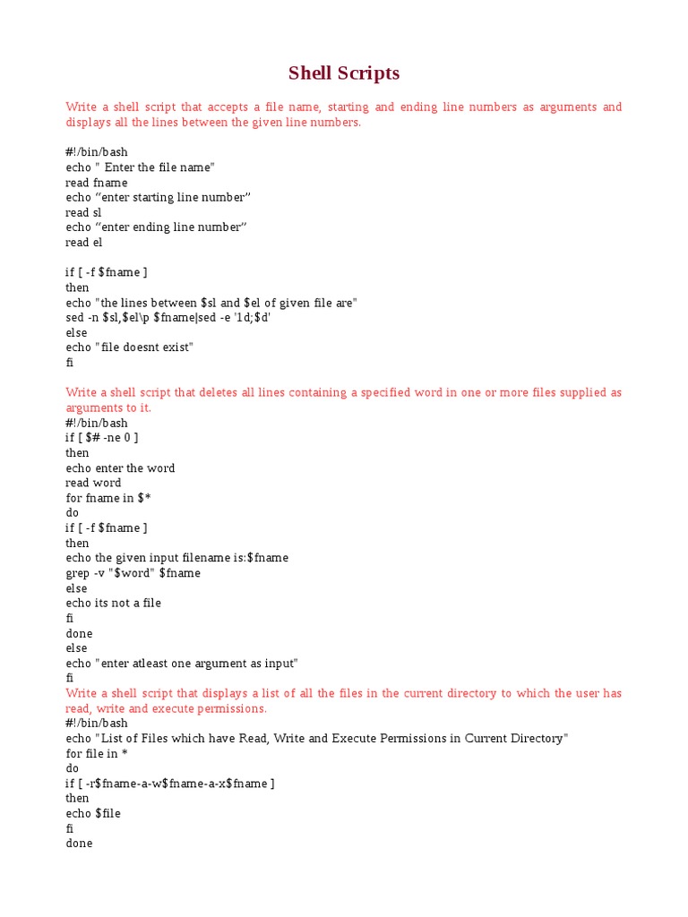 Lecture 11 Shell Programs To Learn Pdf Pdf Computer File Filename 