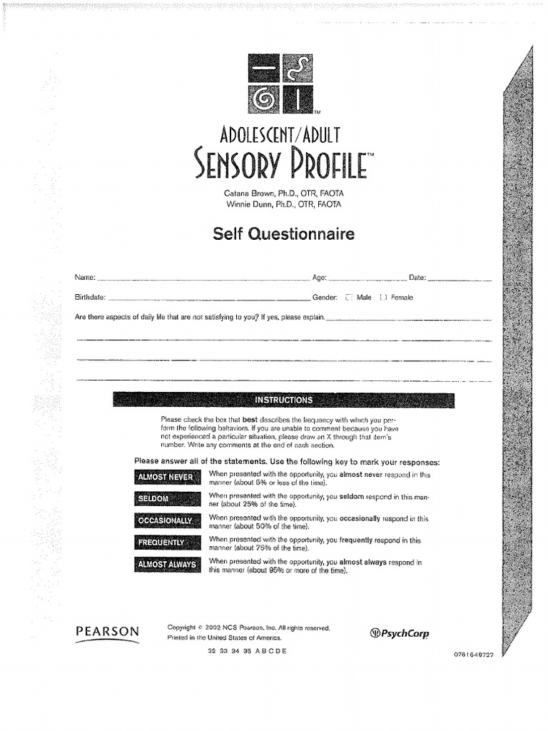 Perfil Sensorial Adulto | PDF