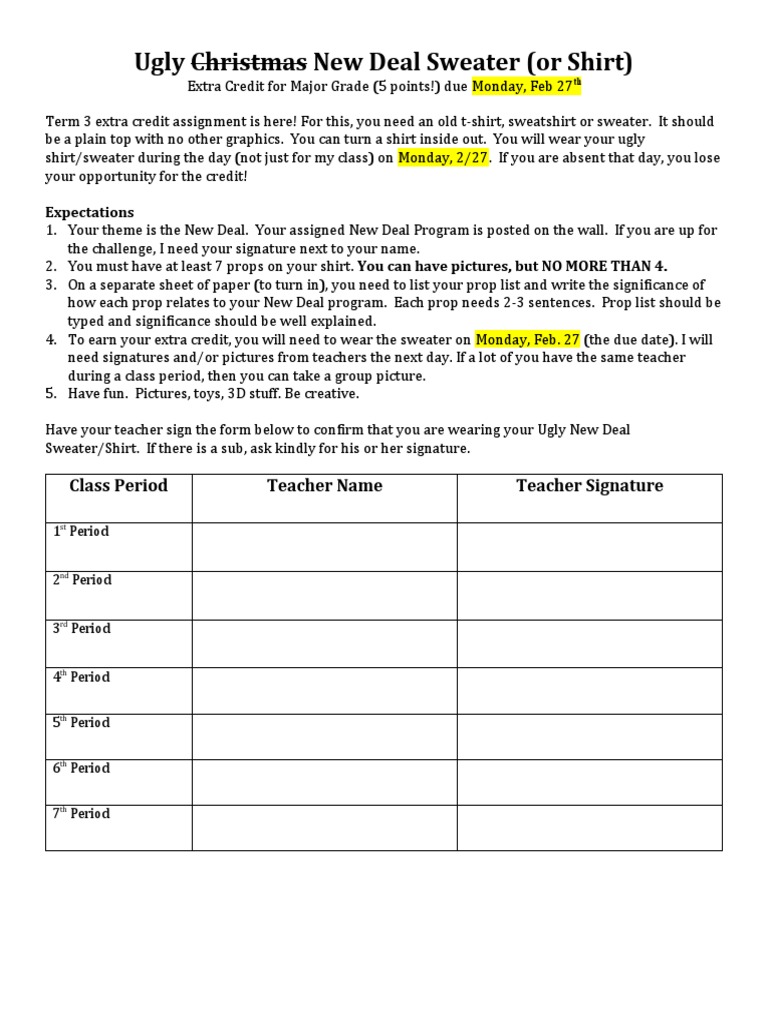 New Deal Ugly Sweater Assignment | PDF | New Deal | Economies