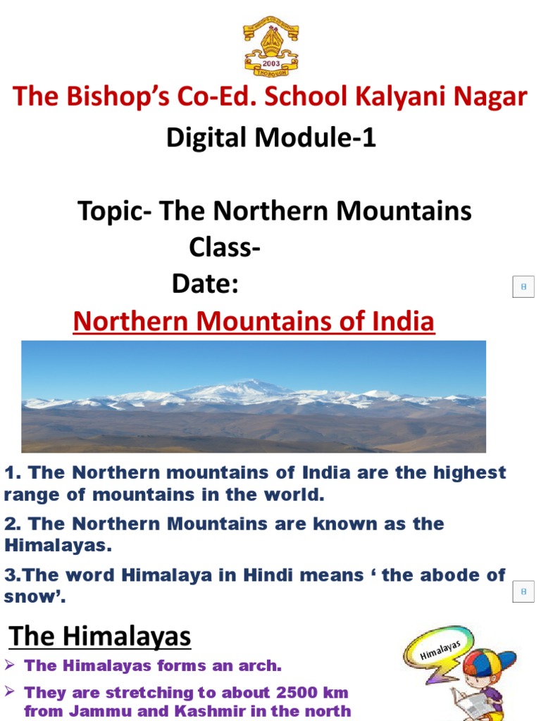 Class 4-Social Studies-Northern Mountains 1 Digital Module 1-2 | PDF