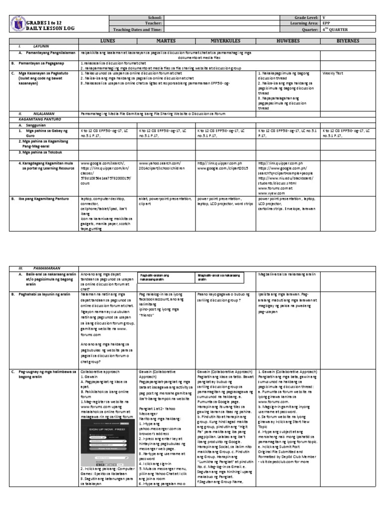 DLL - Epp 5 - Q4 - W8 | PDF