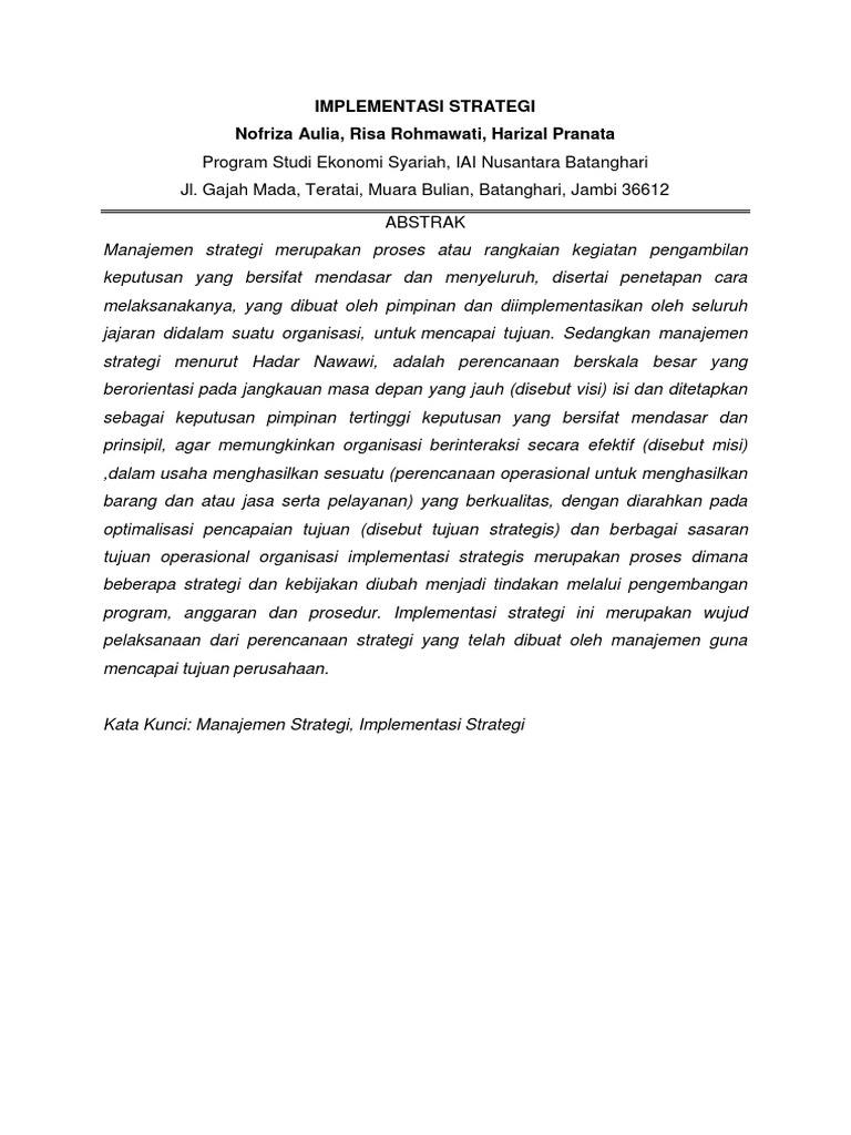 Implementasi Strategi | PDF