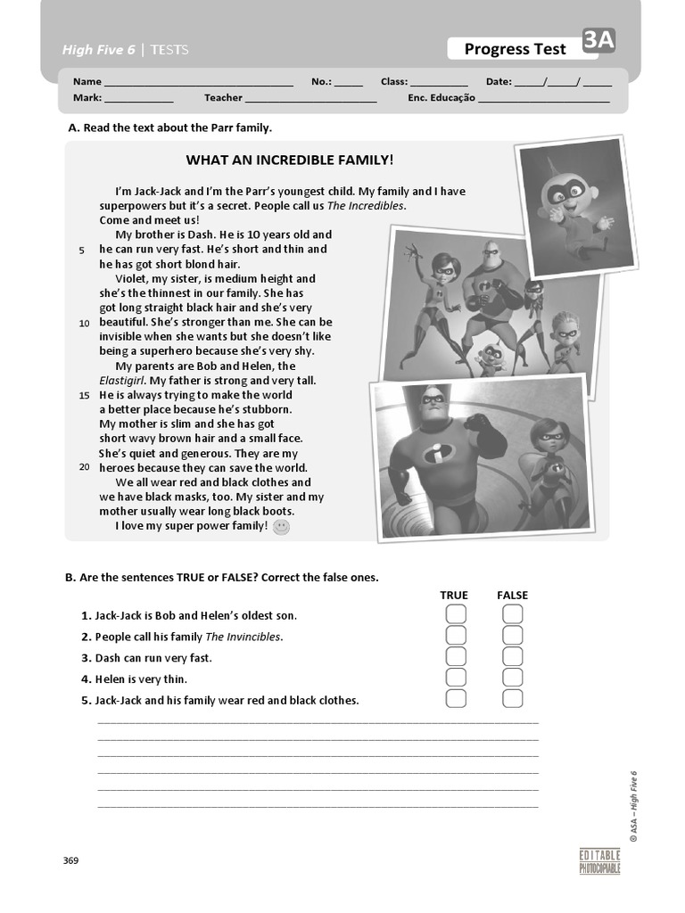 HF6 - Assessment - Progress Test - 3A | PDF