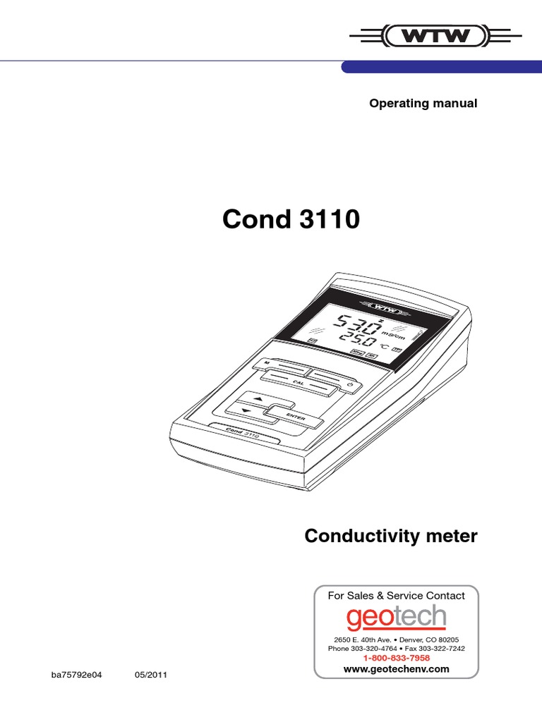 WTW Cond 3110 PDF | Download Free PDF | Safety | Calibration