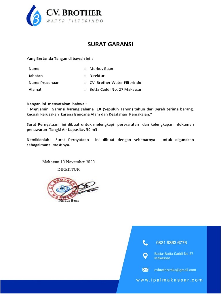 Surat GARANSI | PDF