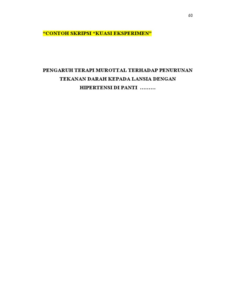 Contoh Skripsi Kuasi Eksperimen 2023-1 | PDF
