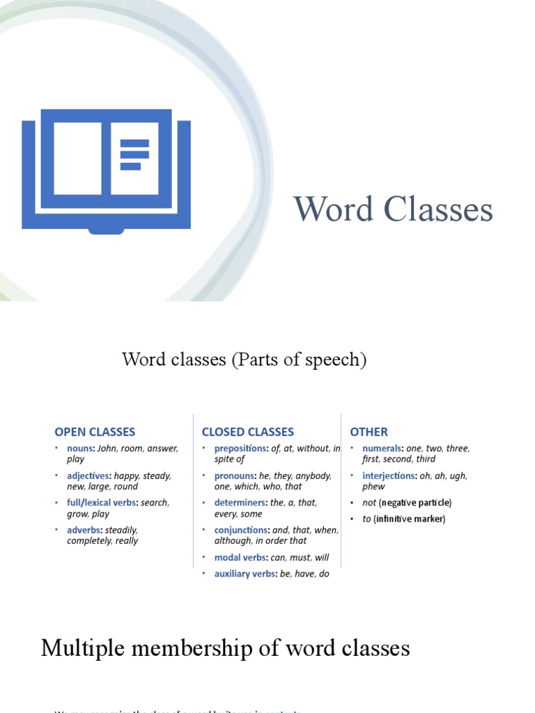 English Grammar in Discourse I - Word Classes | PDF | Part Of Speech | Word
