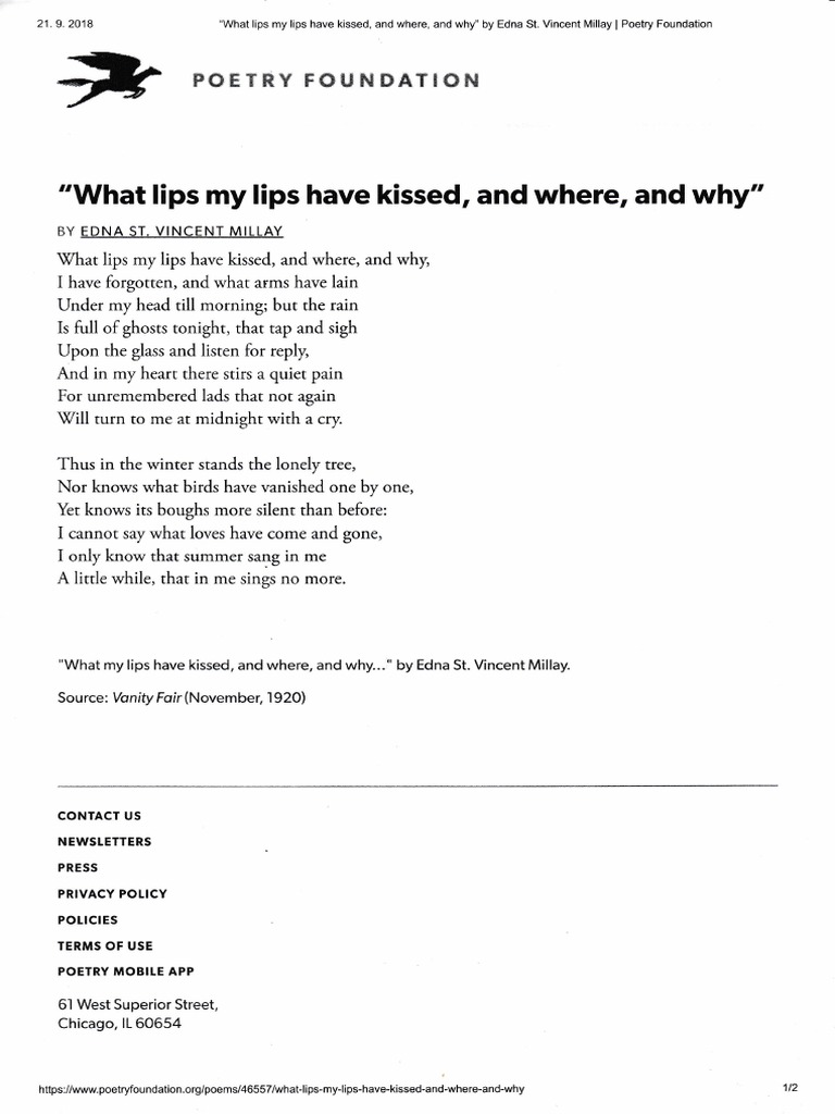 St. Vincent Millay | PDF | Poetry