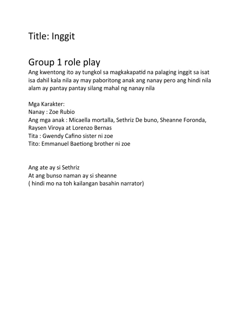 Group 1 Roleplay Script | PDF