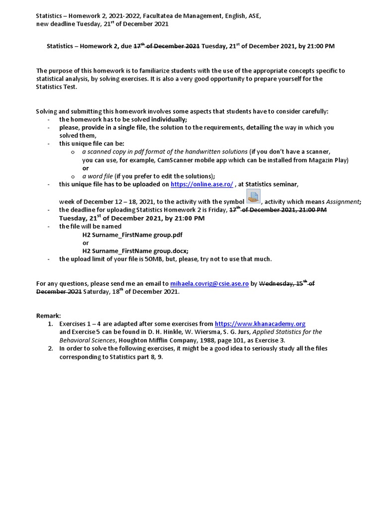 Statistics Homework 2: Analyzing Quantitative Data and Calculating Z-Scores, Percentiles, and ...