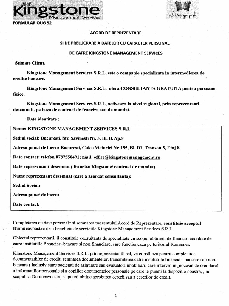 Formular Informatii Client Kingstone PDF | PDF