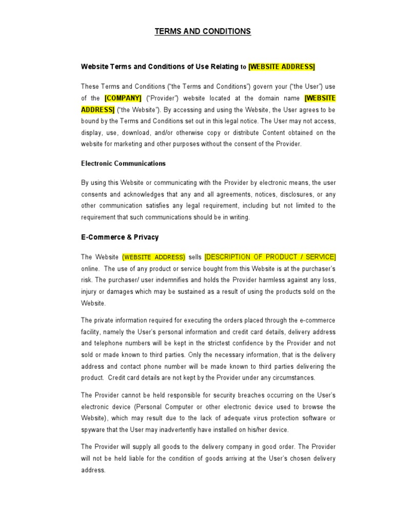 Terms and Conditions of Website Use: Outlining Policies Regarding ...