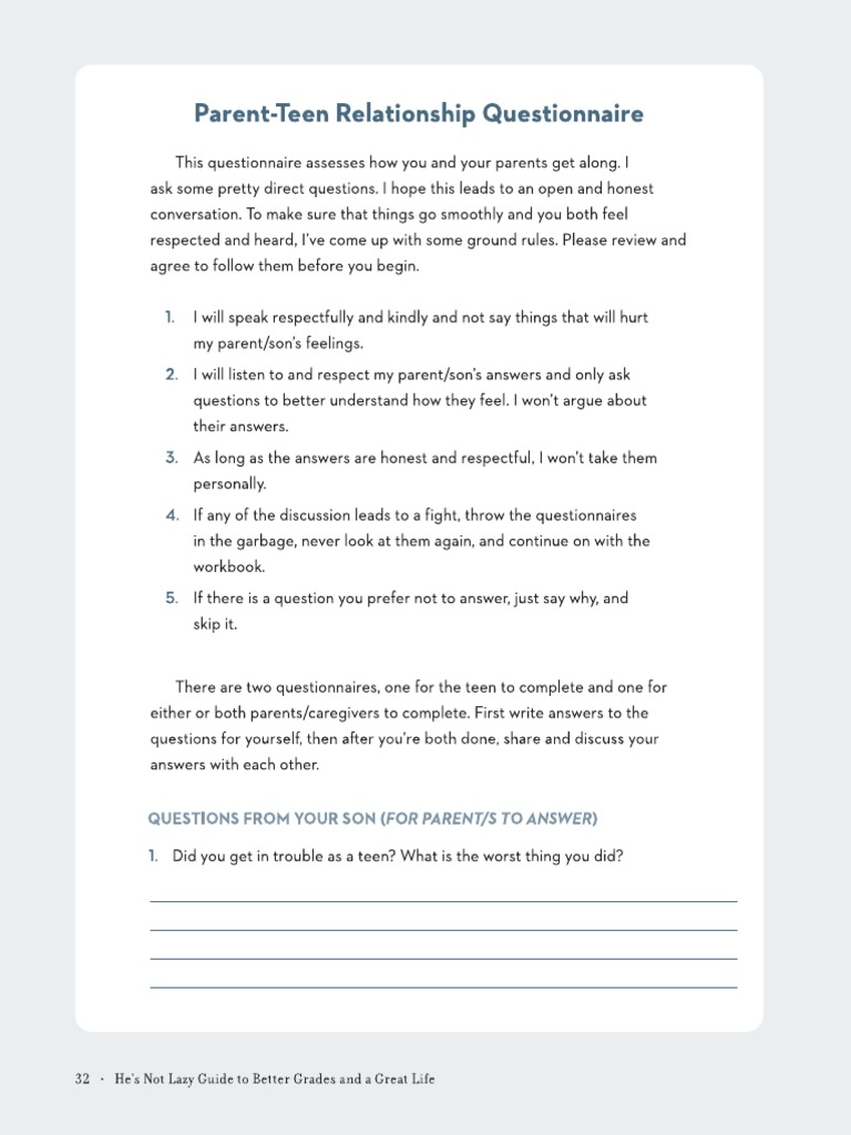 Parent-Teen Relationship Questionnaire PDF | PDF